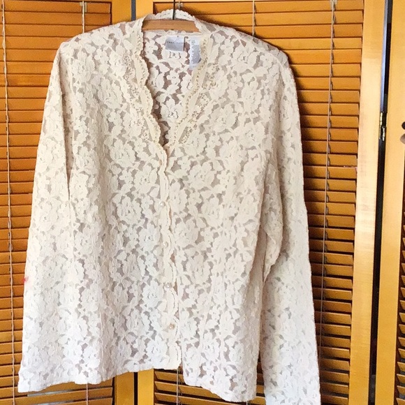 Emma James | Tops | Vintage Emma James Beige Lace Top With Beaded ...